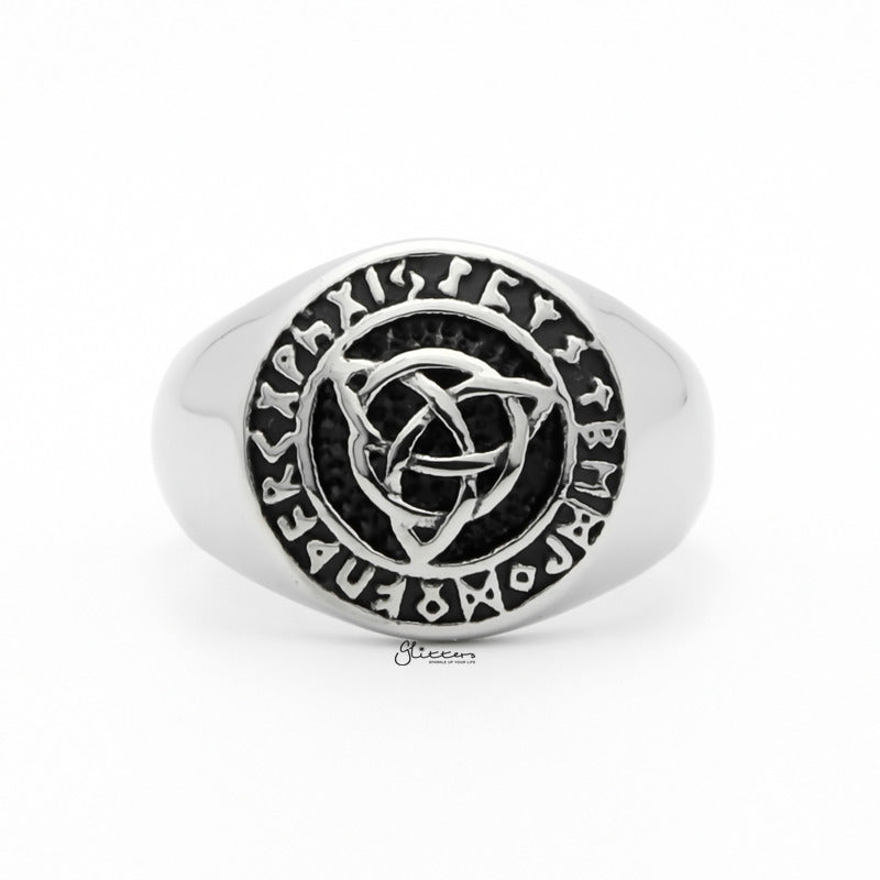 Stainless Steel Celtic Trinity Knot Rune Signet Ring | Glitters